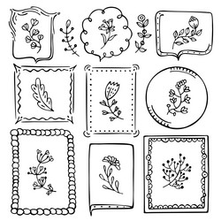 Set doodle black borders Royalty Free Vector Image