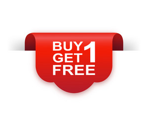Modern red buy one get free sticker great Vector Image
