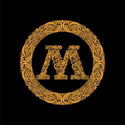 Elegant capital letter m in the style baroque Vector Image