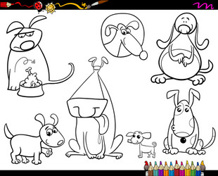 Big and small dogs coloring page Royalty Free Vector Image