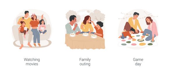 Family online communication isolated cartoon Vector Image