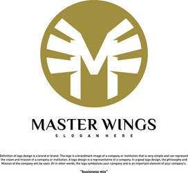 Wings m letter logo initial template Royalty Free Vector