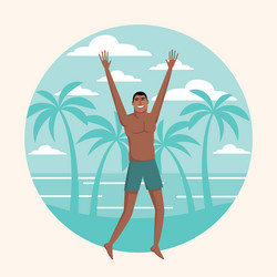Young man in the beach Royalty Free Vector Image