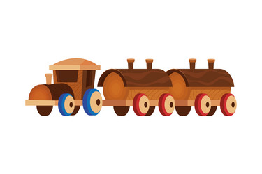 Wooden train in different colors Royalty Free Vector Image