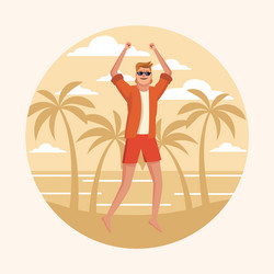 Young man in the beach Royalty Free Vector Image