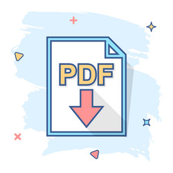 Cartoon pdf icon in comic style document Vector Image