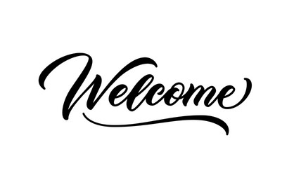 Welcome sign hand drawn text Royalty Free Vector Image
