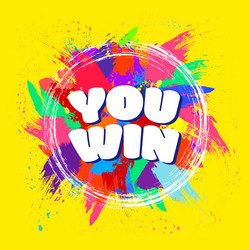 You win lettering pop art text banner 3d style Vector Image