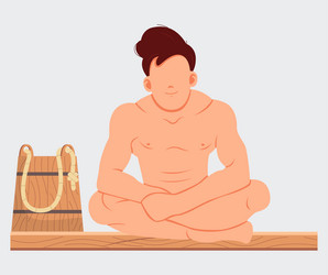 Man sitting and relaxing in sauna isolated Vector Image