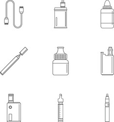 Vapor device icon set outline style Royalty Free Vector