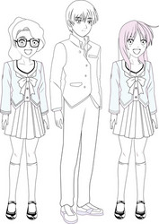 Anime manga group Royalty Free Vector Image - VectorStock