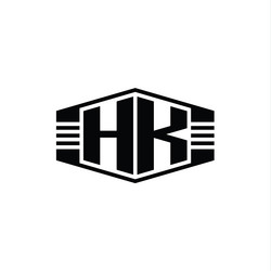 Hk letter logo monogram hexagon emblem shape Vector Image