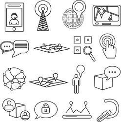 Map icons and location on terrain Royalty Free Vector Image