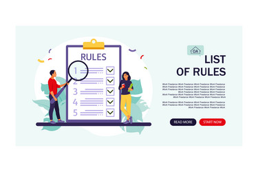 People studying list of rules making checklist Vector Image