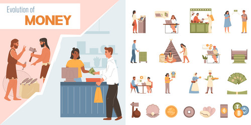 Evolution of money infographic Royalty Free Vector Image