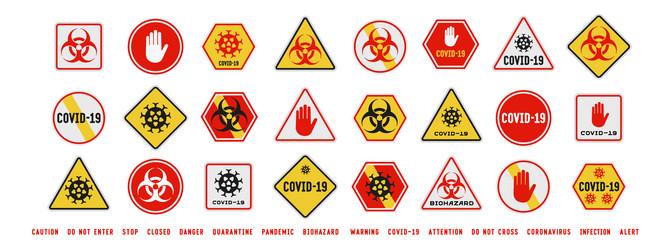 Biohazard hexagonal signs Royalty Free Vector Image