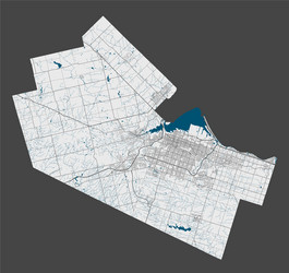 Detailed map hamilton city linear print Royalty Free Vector