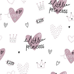 Cartoon princess with hearts on a white background