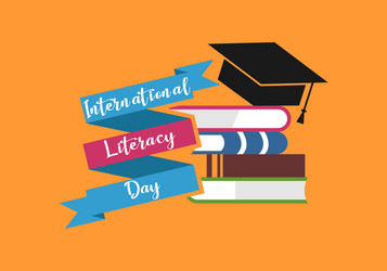 Happy international literacy day logo Royalty Free Vector