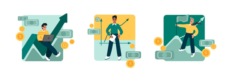 Set of multiracial cartoon characters increasing Vector Image