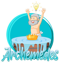 Archimedes in bathtub cartoon with the word eureka