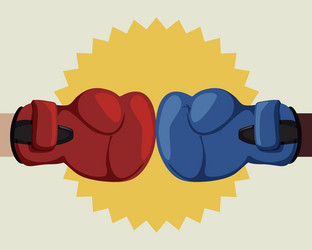 Red and blue boxing gloves facing each other Vector Image