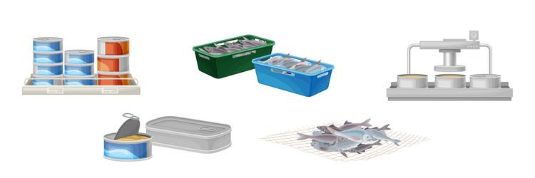 Fishery and seafood production process Royalty Free Vector