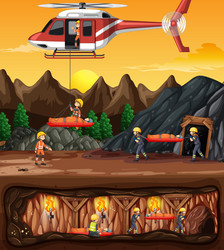 Underground cave cartoon scene Royalty Free Vector Image