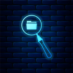 Glowing neon delete folder icon isolated on white Vector Image