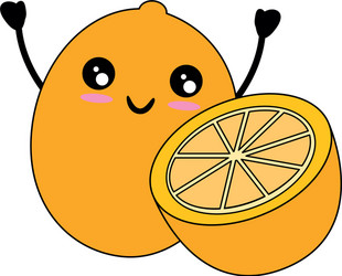 Orange citric fruit cute kawaii cartoon Royalty Free Vector