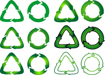 Collection of recycling icons waste Royalty Free Vector