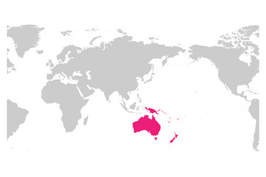 Australia continent pink marked in grey silhouette