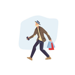 Flat cartoon character shopping sales Royalty Free Vector