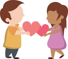 Kids in love cartoon Royalty Free Vector Image