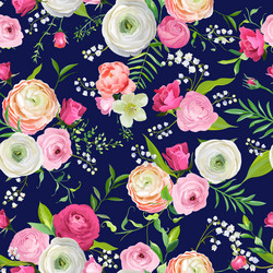 Floral seamless pattern with pink flowers Vector Image
