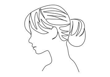 Woman face in profile one line drawing Royalty Free Vector