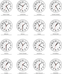 World time watch zones flat Royalty Free Vector Image