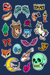 Colorful cute sticker collection Royalty Free Vector Image