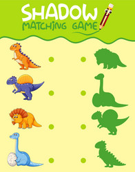 Matching dinosaur shadow worksheet Royalty Free Vector Image