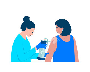 Stages of the cryosurgery procedure Royalty Free Vector