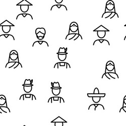 Doodle faces people men and women outline sketch Vector Image
