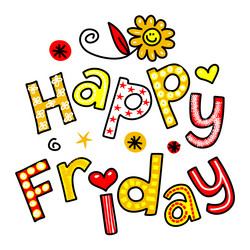 Happy saturday weekend doodle text lettering Vector Image