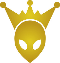 King alien mascot on white Royalty Free Vector Image