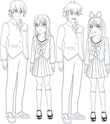 Anime manga group Royalty Free Vector Image - VectorStock