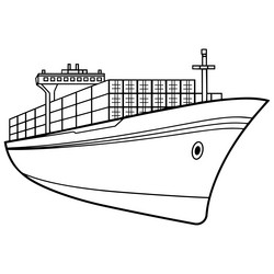 Cargo ship clipart container outline art Vector Image