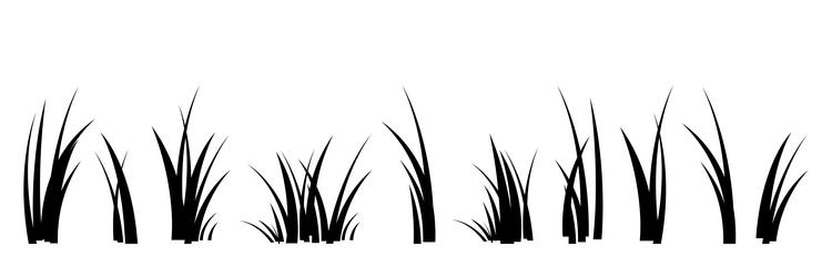 Cartoon silhouette grass leaves collection Vector Image