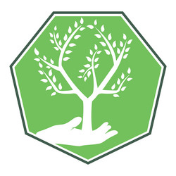Tree in hand logo design Royalty Free Vector Image