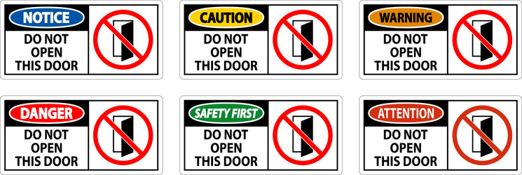 Danger sign do not open this door Royalty Free Vector Image