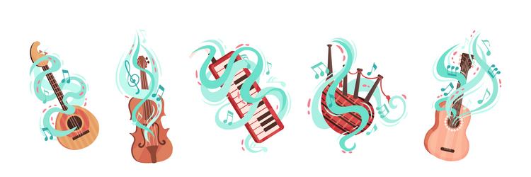 Musical instruments twisted with decorative Vector Image