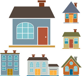 Set half timbered houses on white background Vector Image